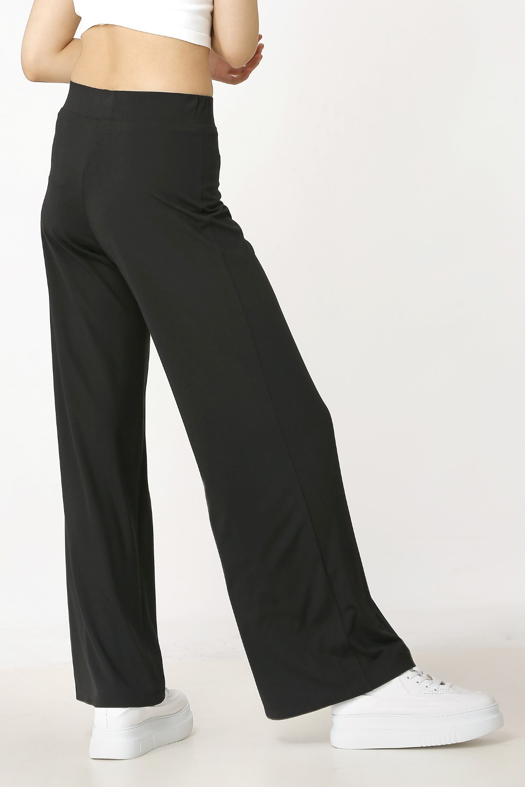 Basic Plain Jersey Pants - Black