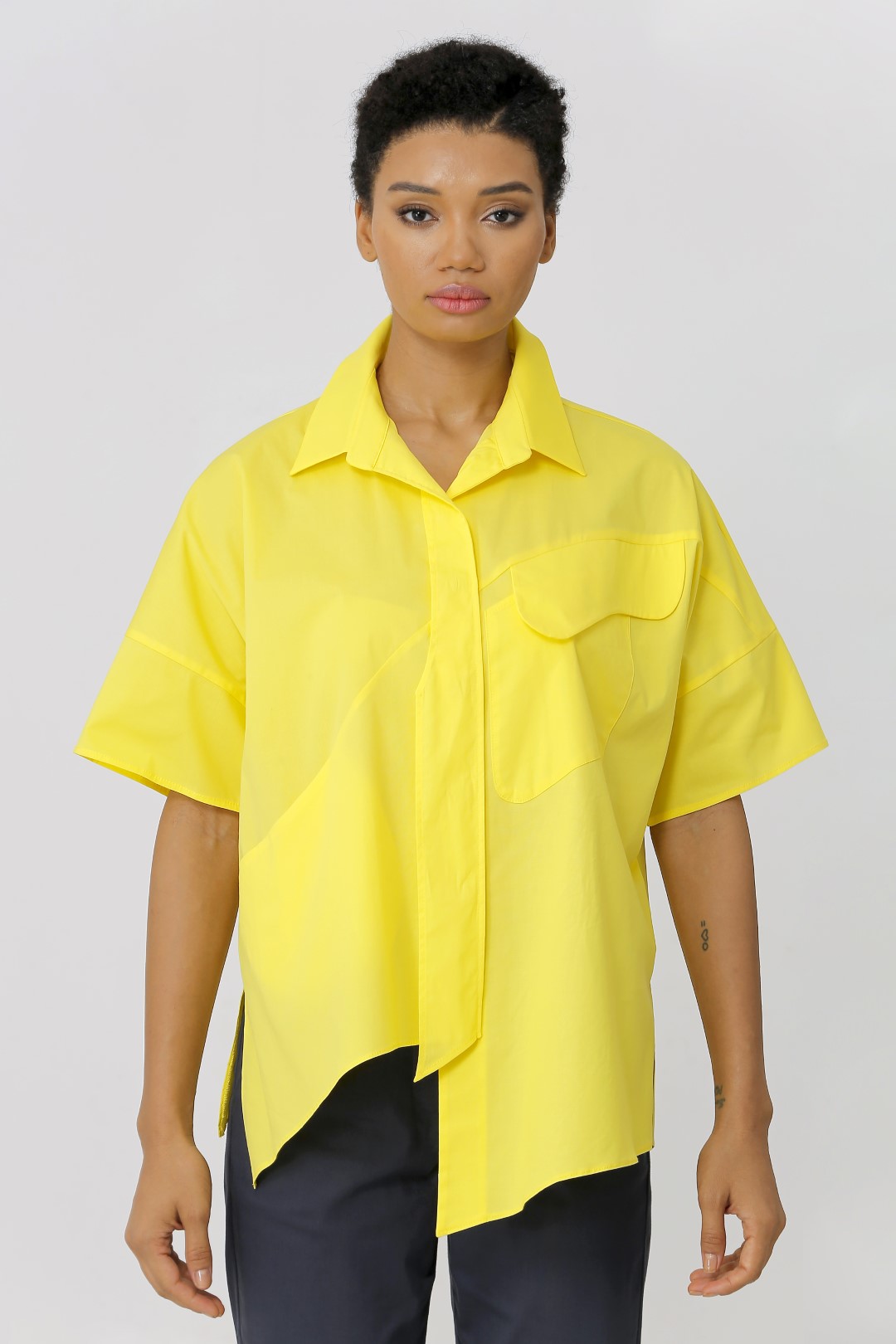 Design Detailed Pocket Shirt - Yellow