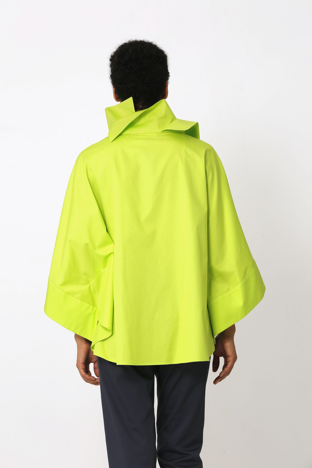 Double Collar Poncho Shirt - Lime Green
