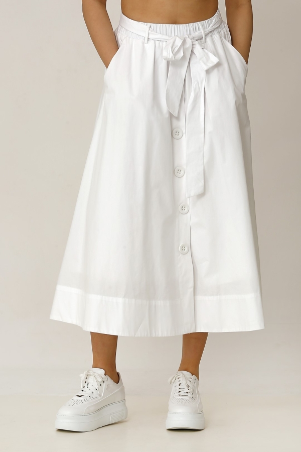 Front Button Skirt - White