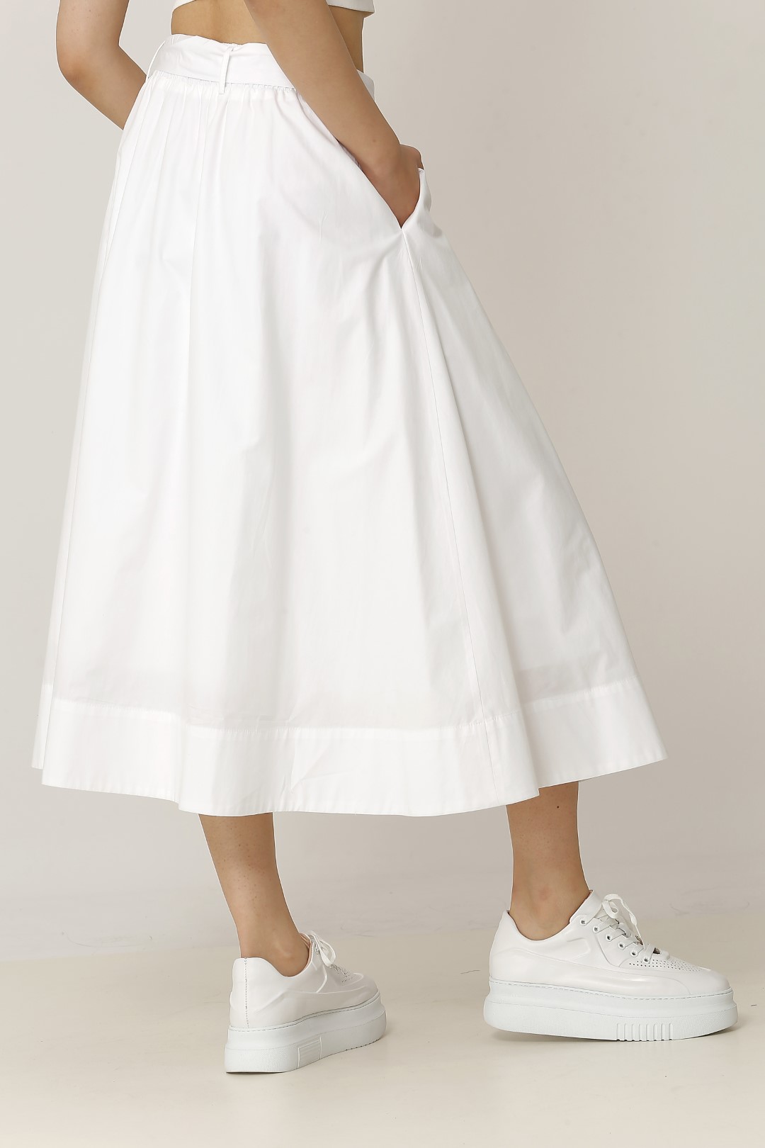 Front Button Skirt - White