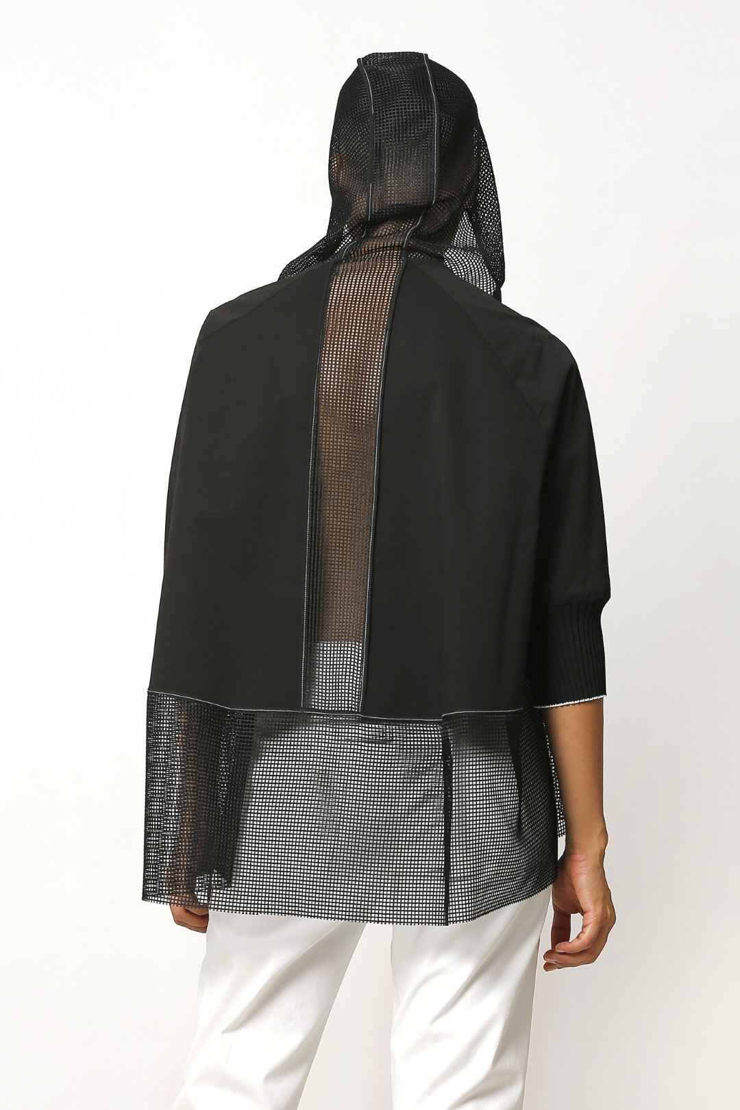 Mesh Hooded Coat - Black