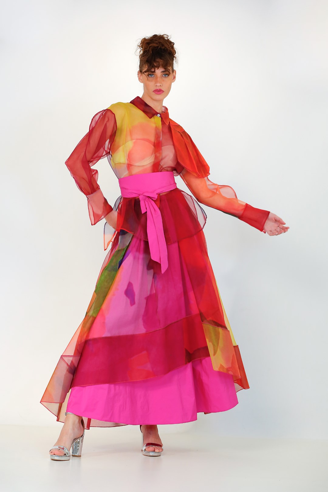 Patterned Tulle Jacket - Fuchsia