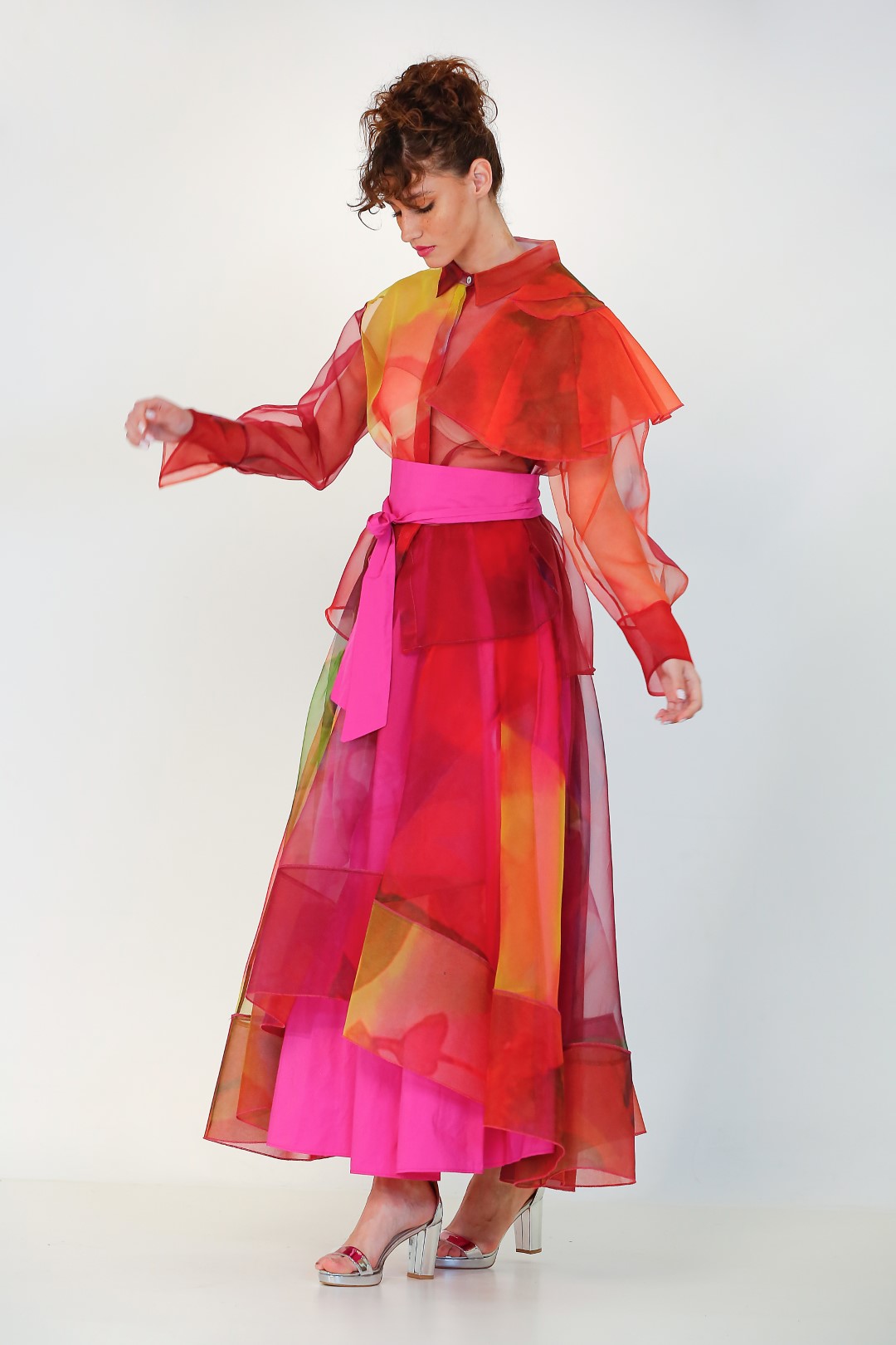 Patterned Tulle Jacket - Fuchsia