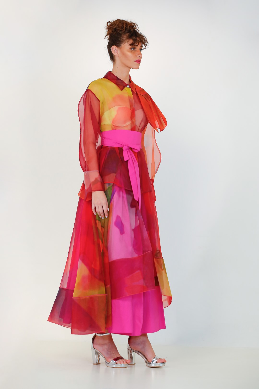 Patterned Tulle Jacket - Fuchsia