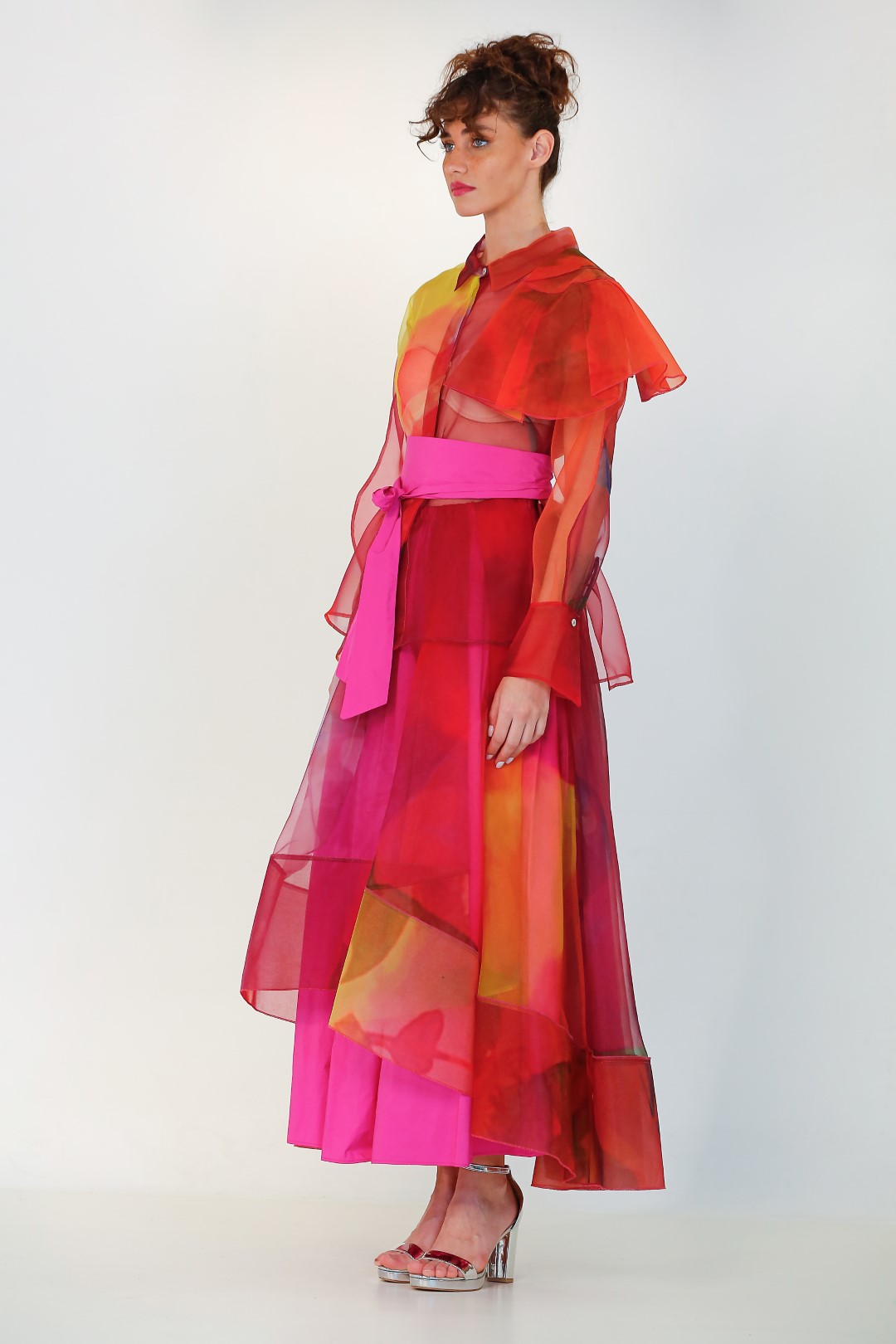 Patterned Tulle Jacket - Fuchsia