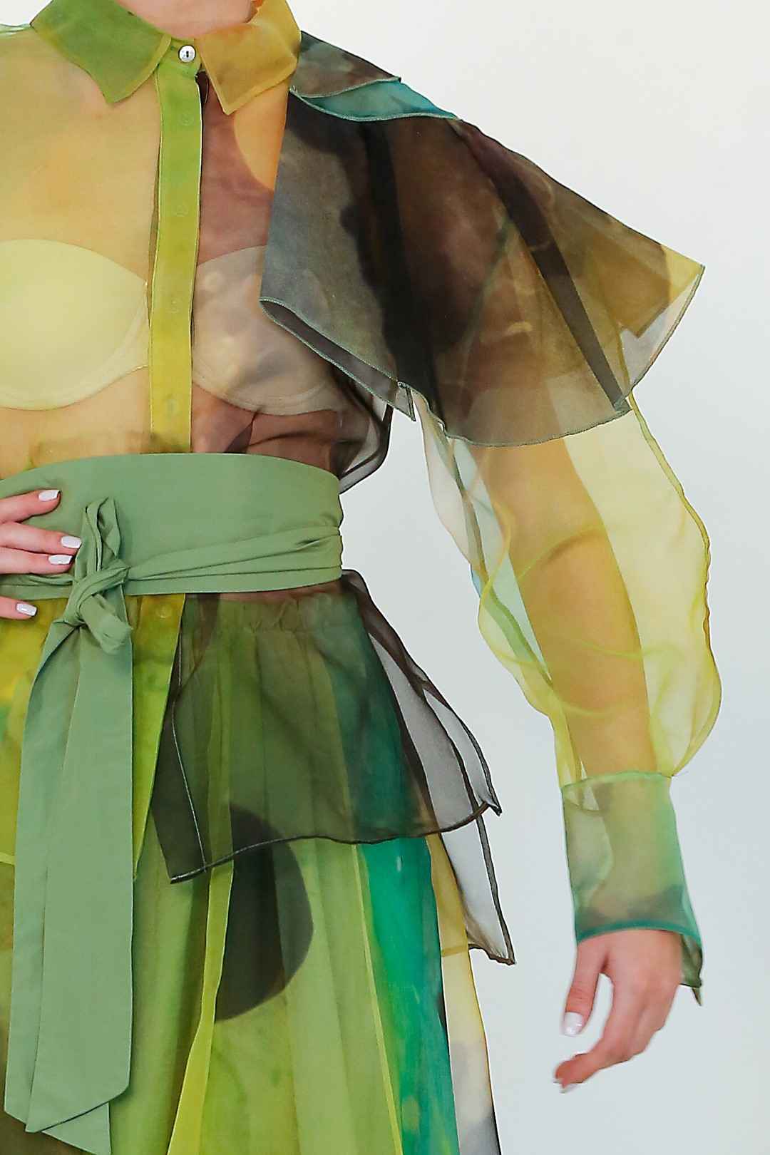 Patterned Tulle Jacket - Green