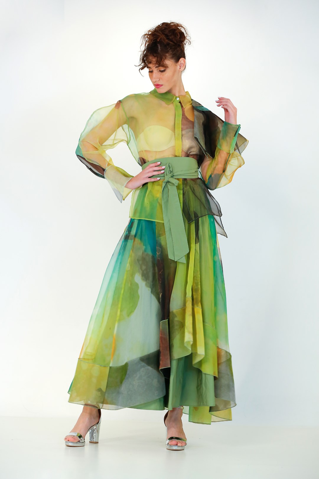 Patterned Tulle Jacket - Green