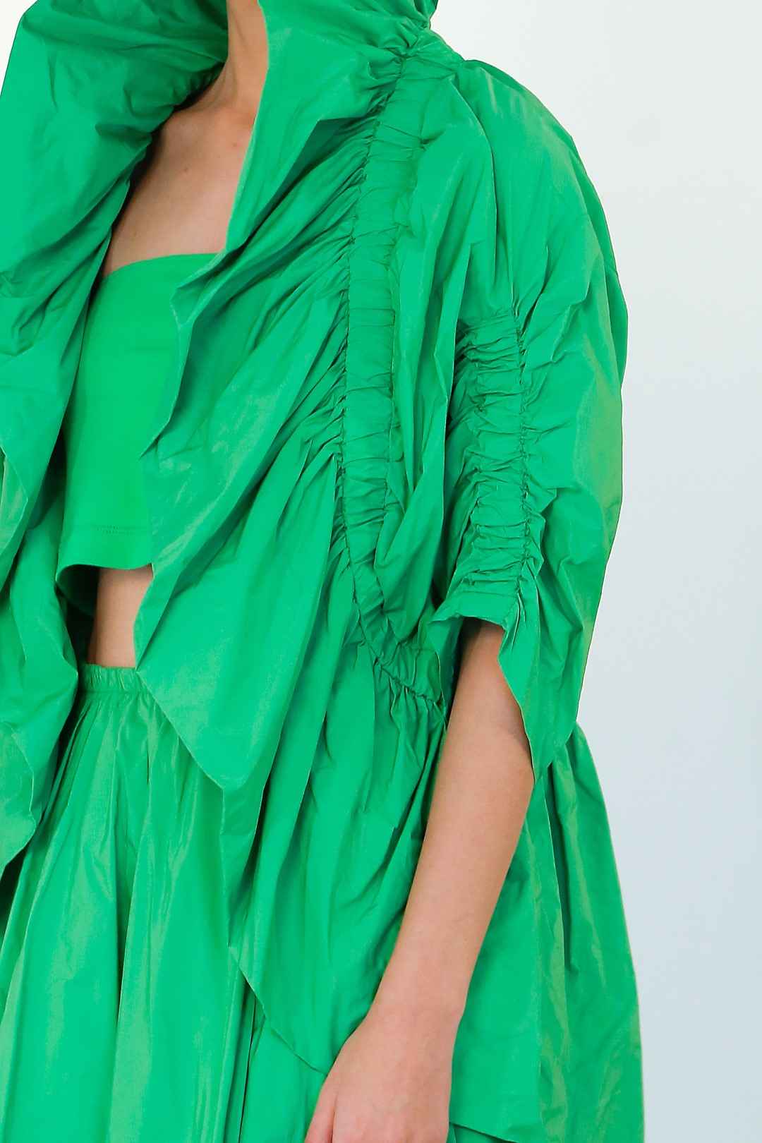 Taffeta Gathered Jacket - Green