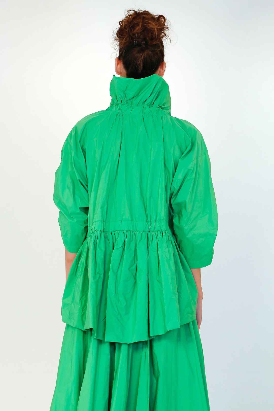Taffeta Gathered Jacket - Green