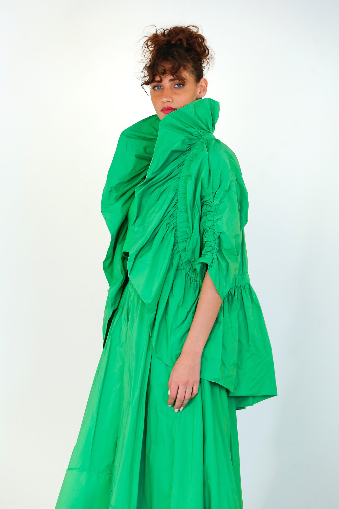Taffeta Gathered Jacket - Green