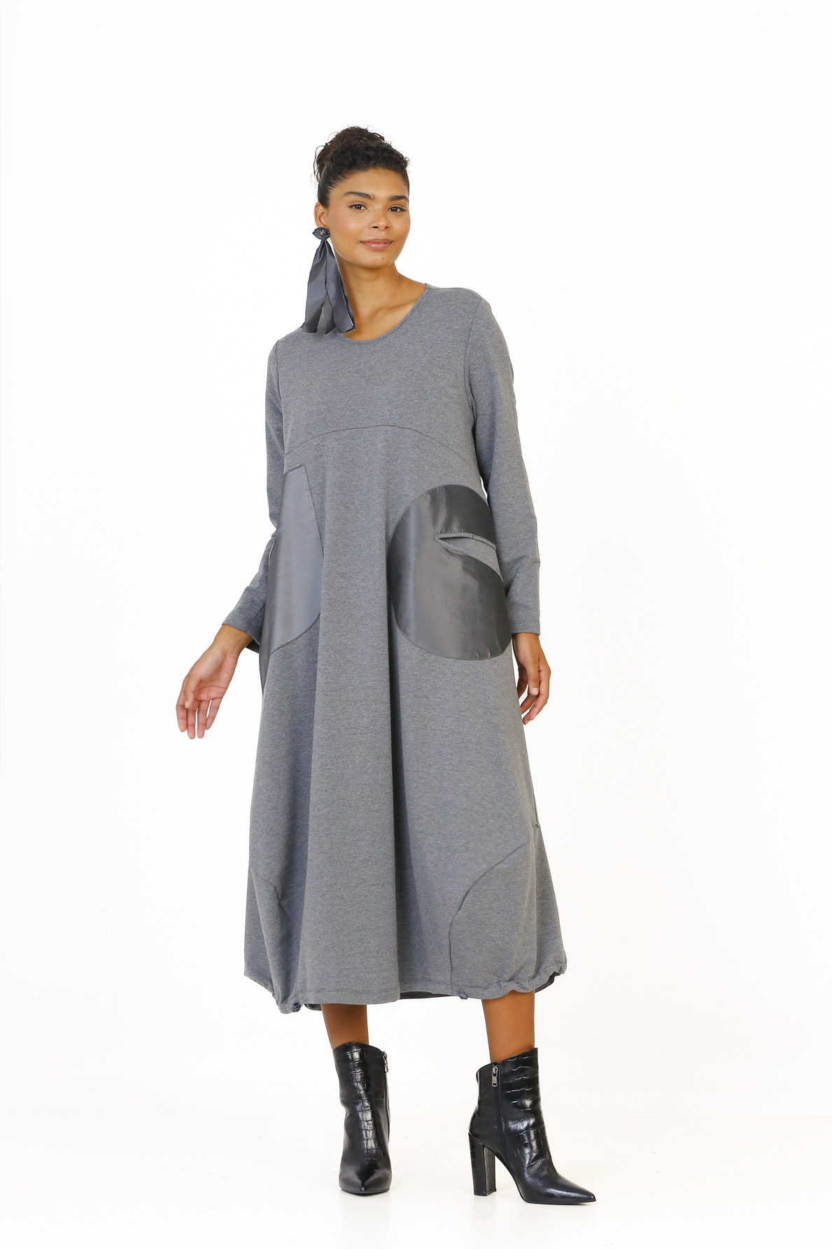 Tafta Cepli Elbise - Antrasit BIZE