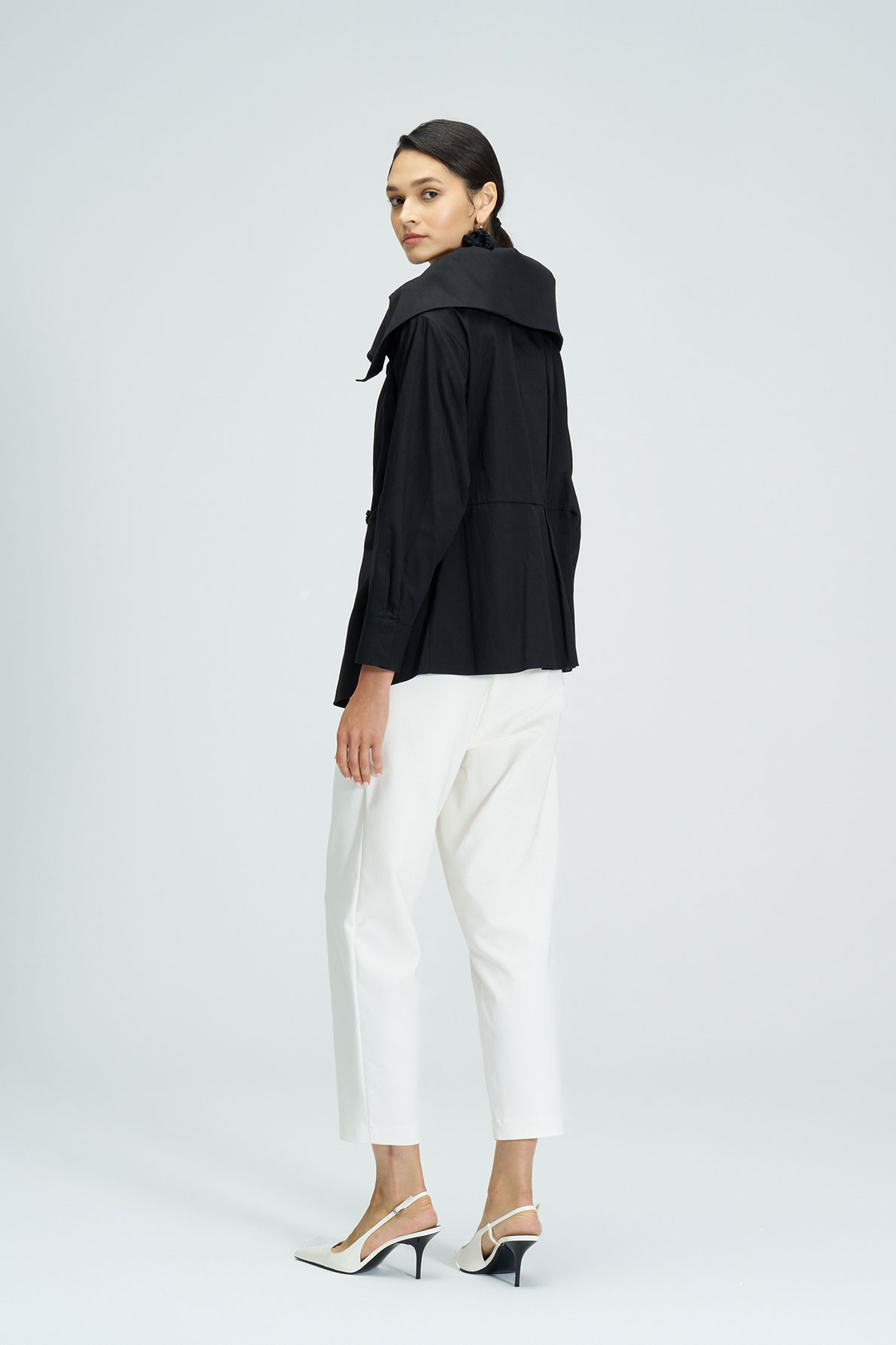 Wide Collar Shirt - Black