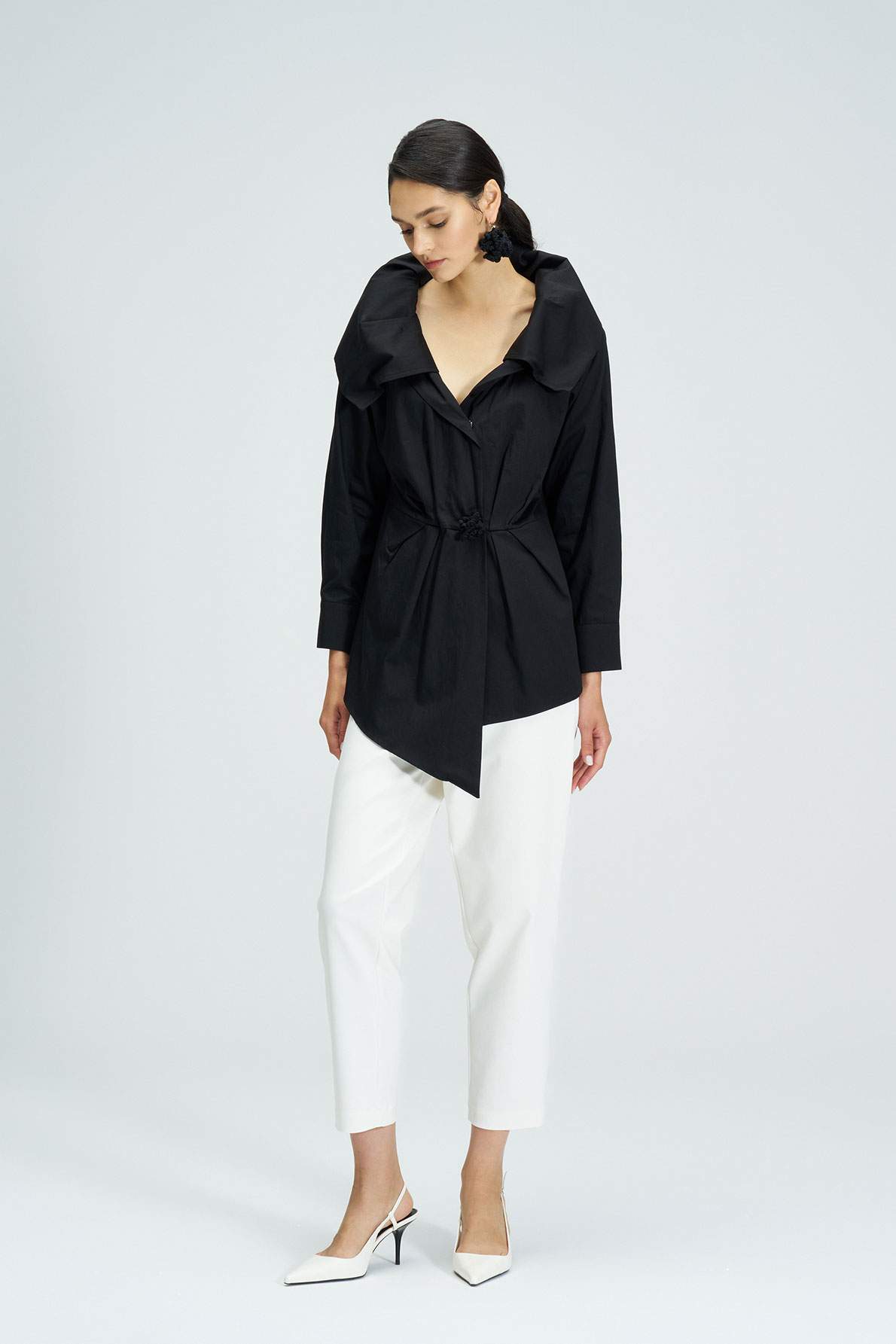 Wide Collar Shirt - Black