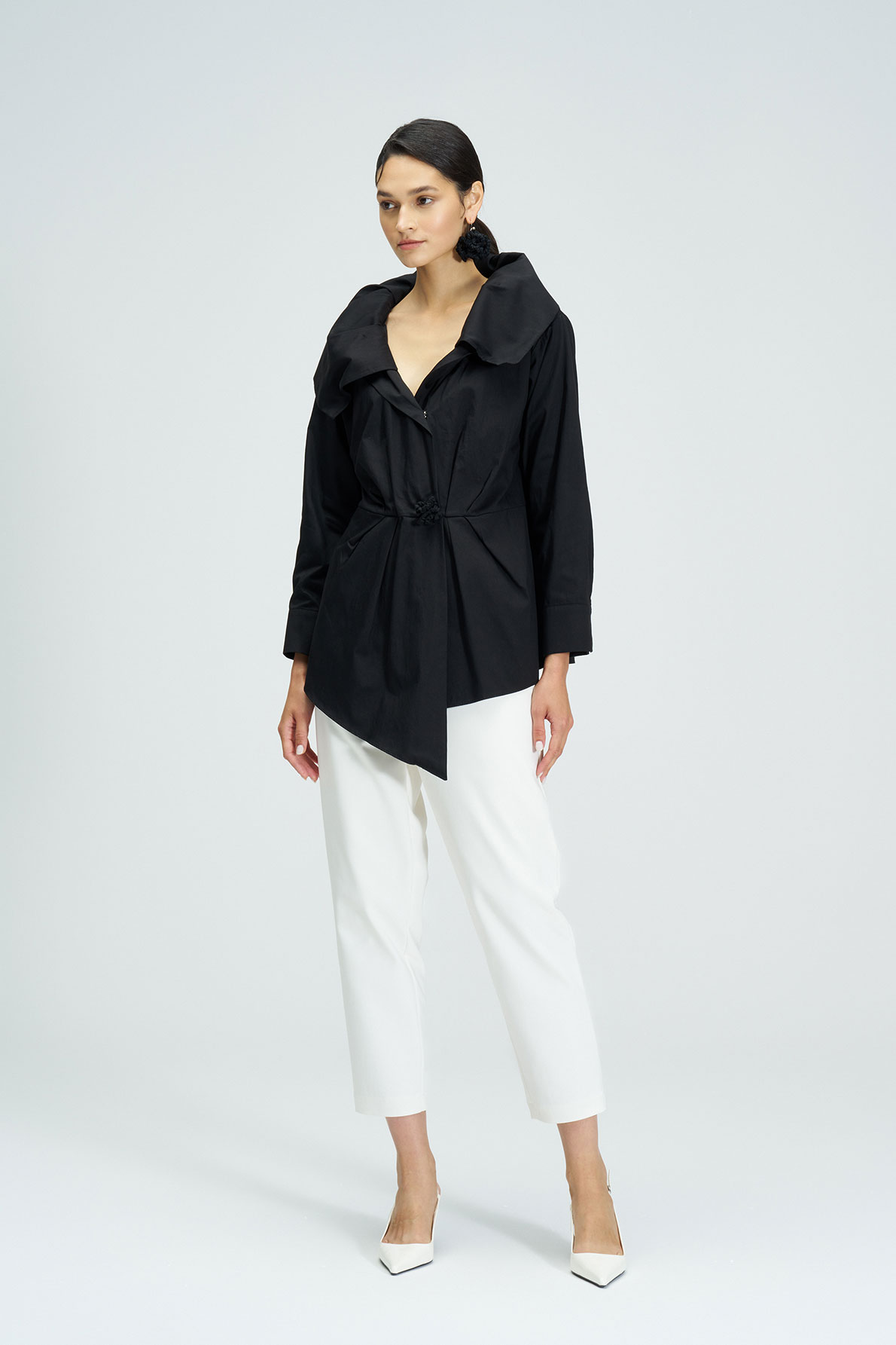 Wide Collar Shirt - Black